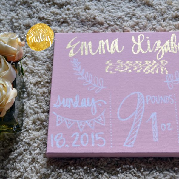 Custom Birth Announcement Canvas Painting Nursery Art