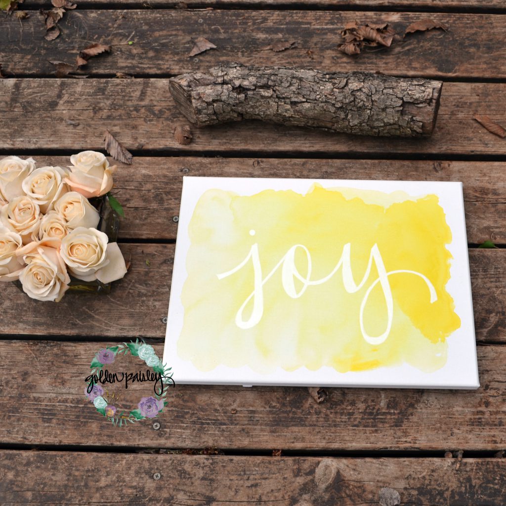 Yellow “Joy” Watercolor Hand Lettered Wall Art Sign