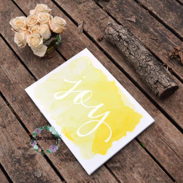 Yellow “Joy” Watercolor Hand Lettered Wall Art Sign