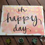 Oh Happy Day Coral Gold Playroom Nursery Wall Art Sign